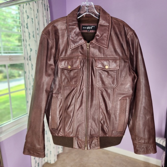Black Rivet | Jackets & Coats | Euc Black Rivet Brown Leather Bomber ...